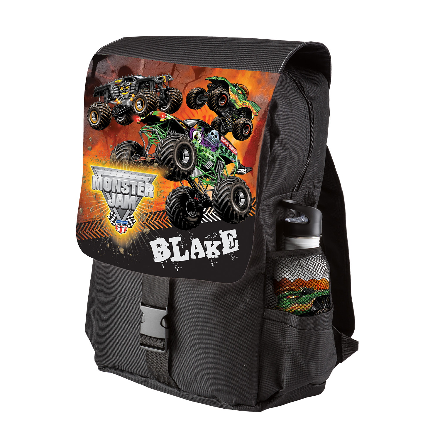 Monster Jam Revved Up Black Youth Backpack