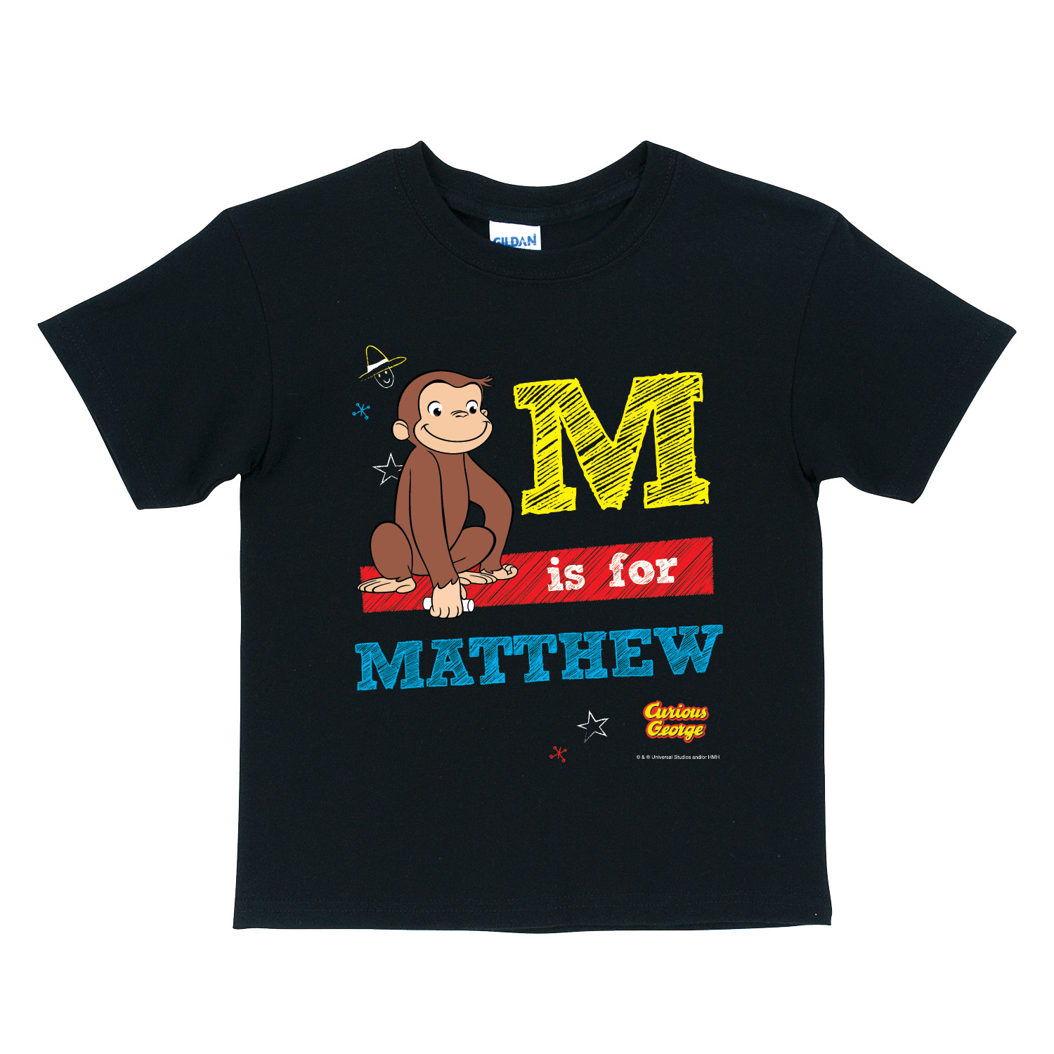 Curious George Chalkboard Black T-Shirt